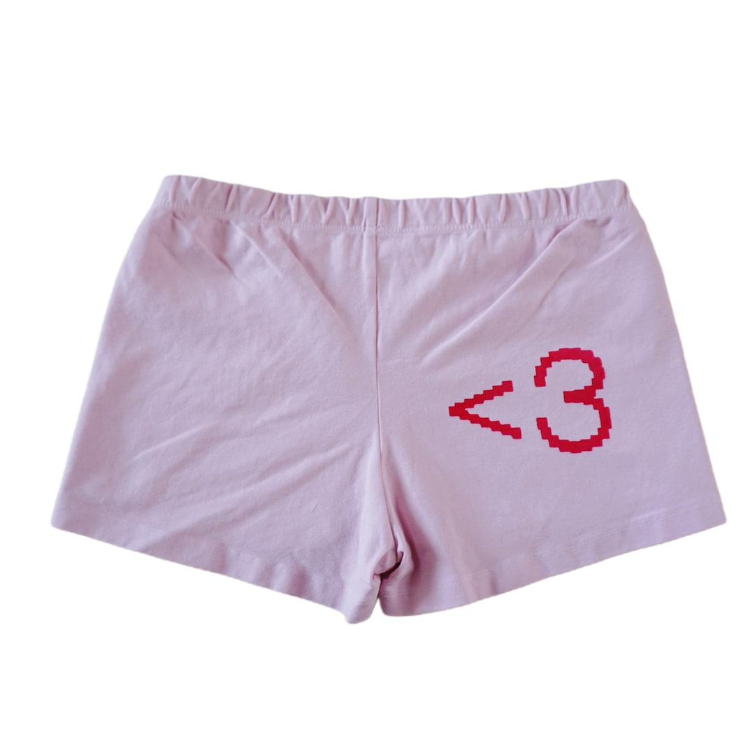 Heart Print Micro Shorts L Y2k Graphic Shorts - Etsy