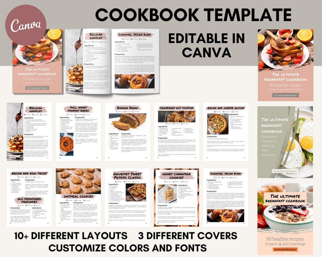 Cookbook Template | Editable Canva Templates | Family Cookbook Template ...
