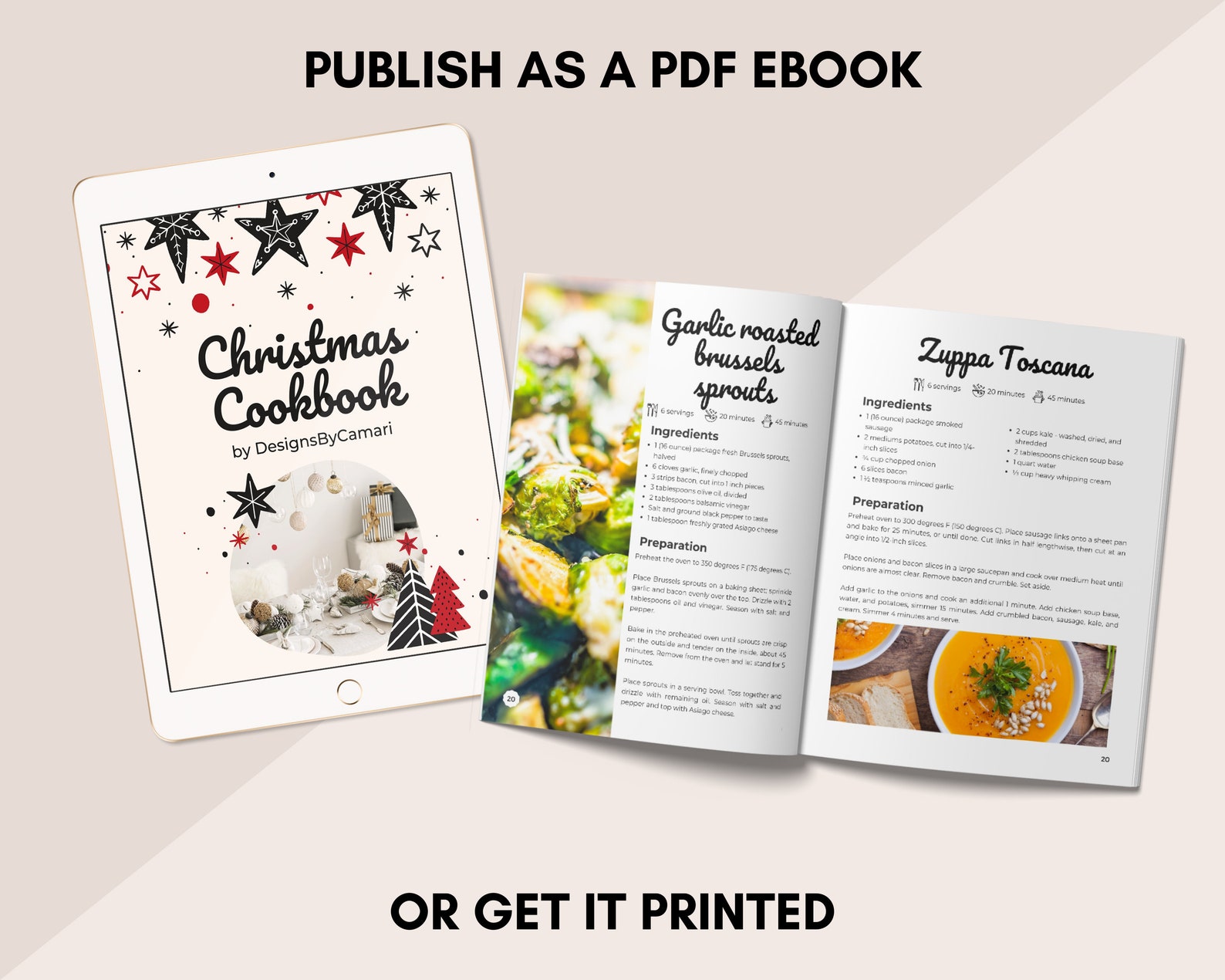 Christmas Cookbook Template | Editable Canva Template | Family Recipe ...