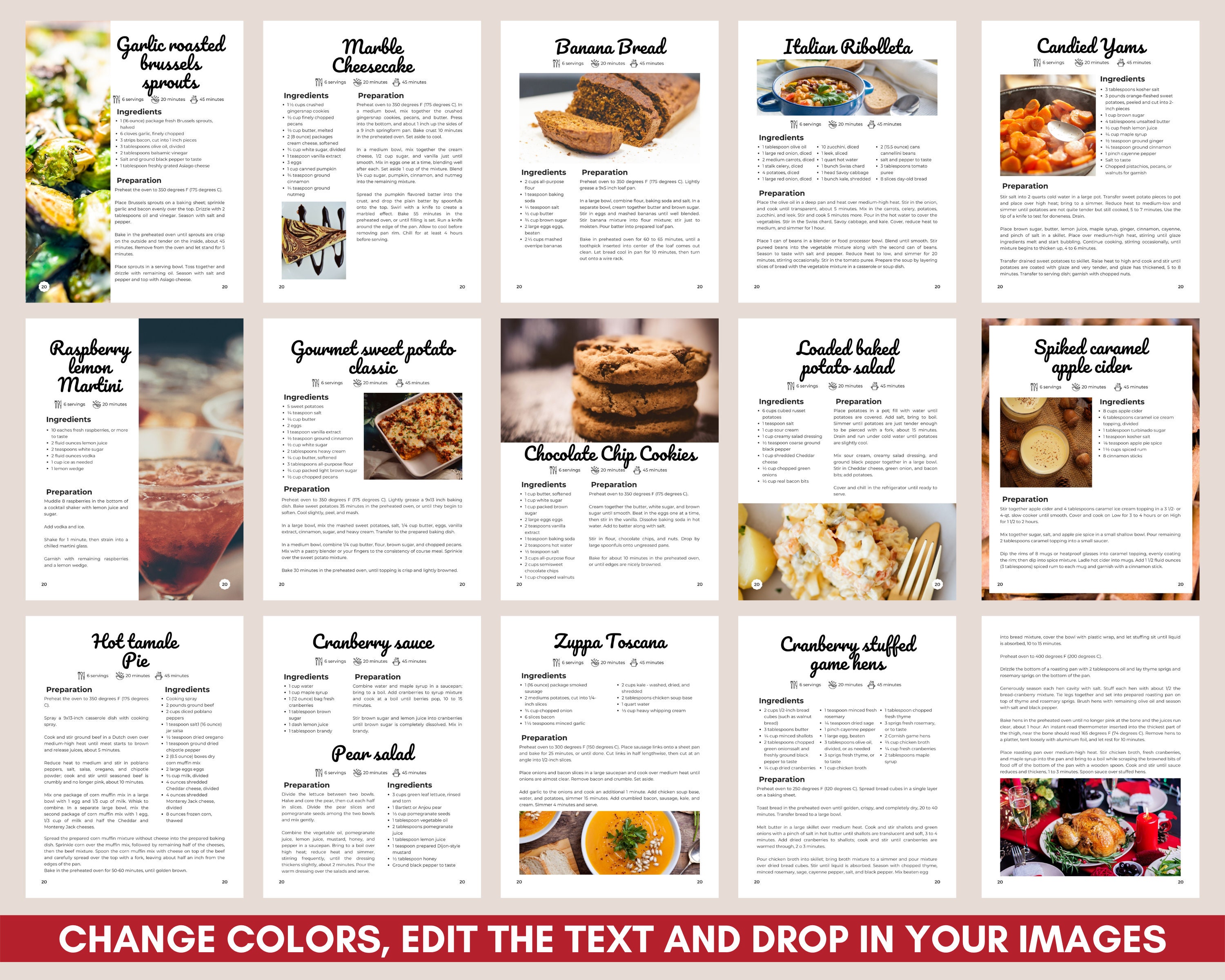 Christmas Cookbook Template | Editable Canva Template | Family Recipe ...
