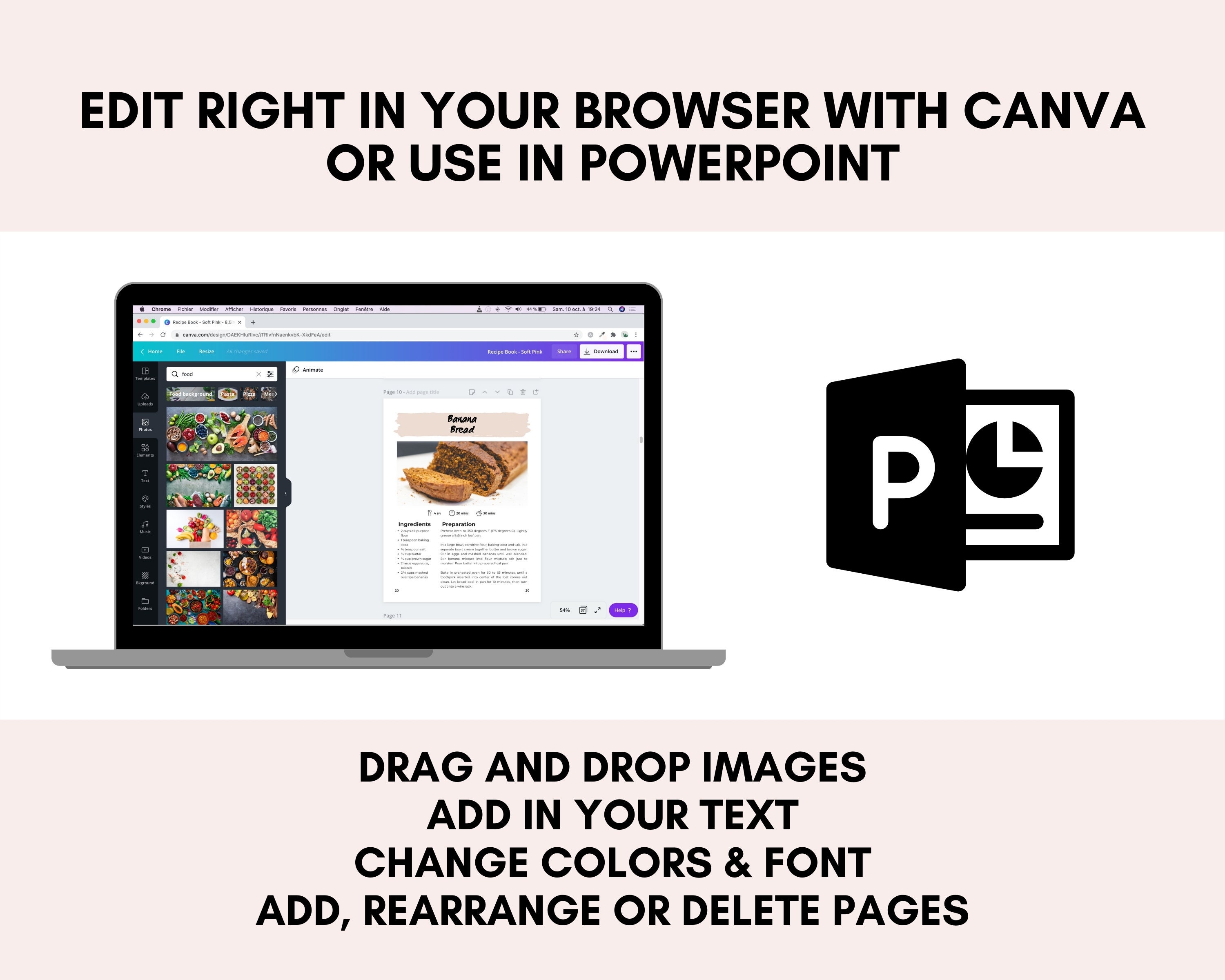 Recipe Book Template | Editable Canva Template Powerpoint | Family ...