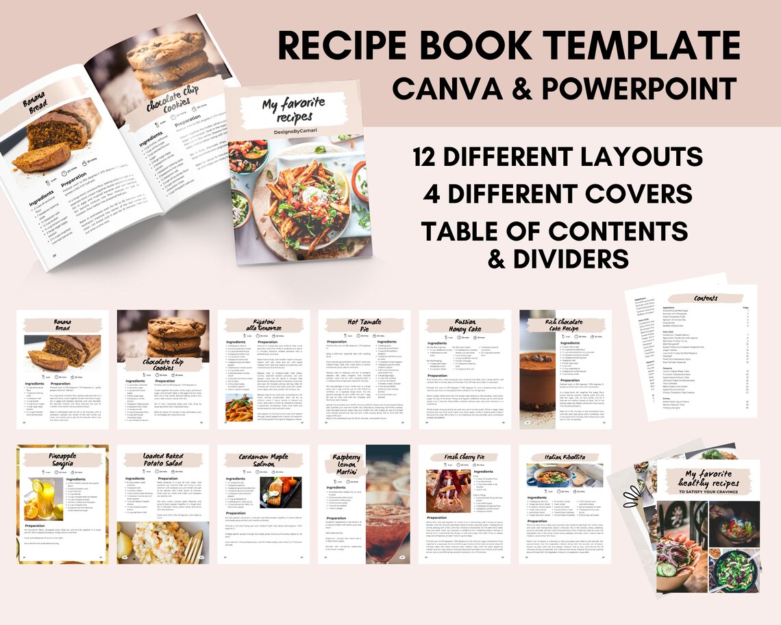 Recipe Book Template | Editable Canva Template Powerpoint | Family ...