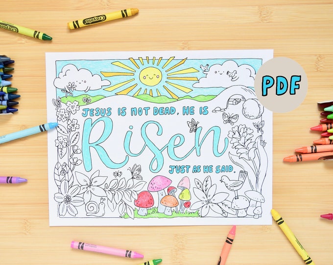 He is Risen Coloring Page | Hand-illustrated Design | Printable DIY ...