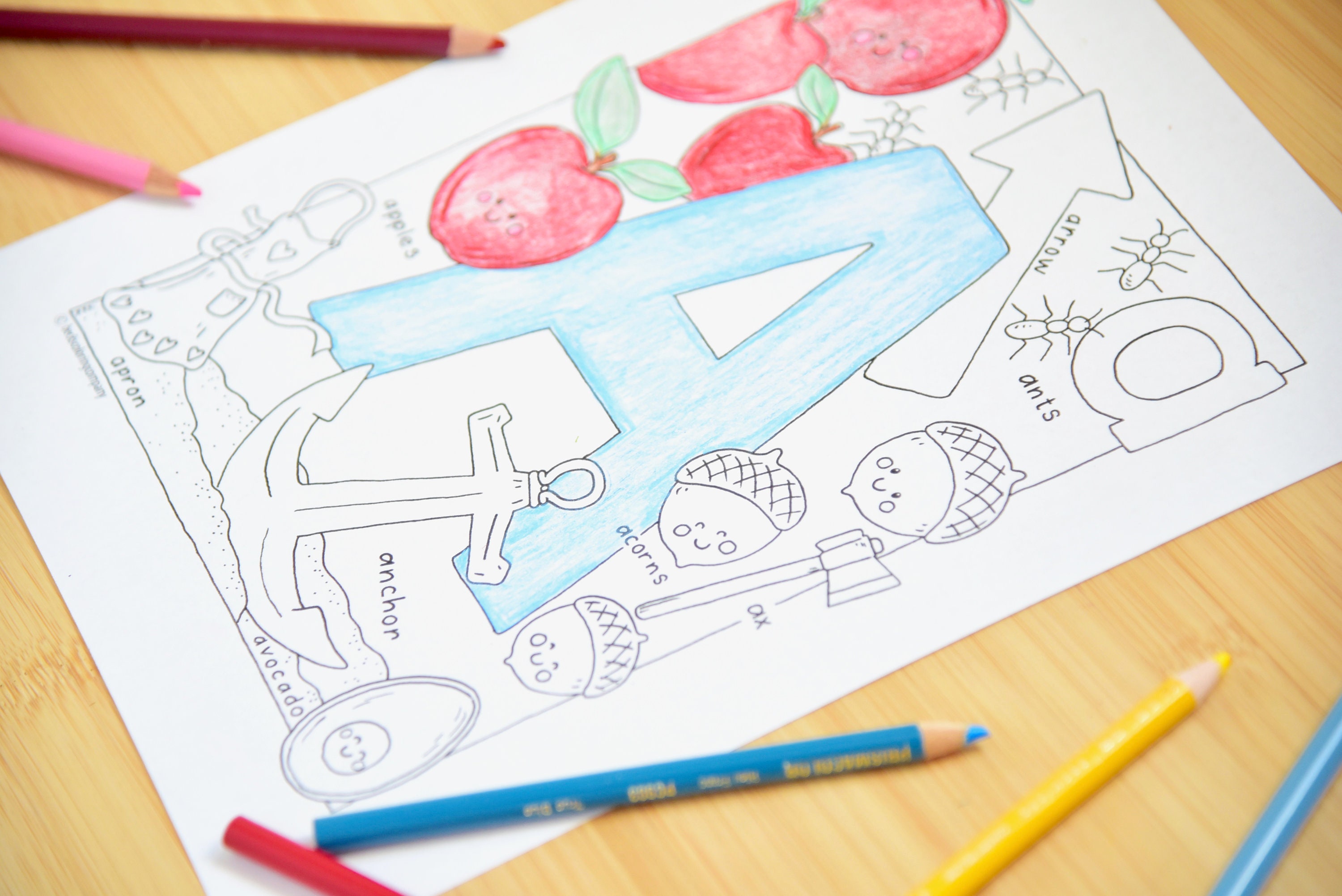 ABC Coloring Page PDF Printable a is for Apple - Etsy Hong Kong