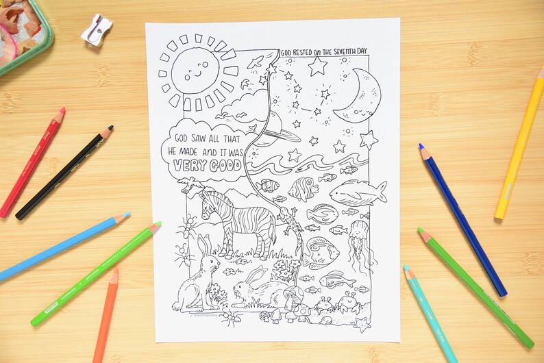 Day 7 of Creation Coloring Page, PDF Coloring Page - Christian ...