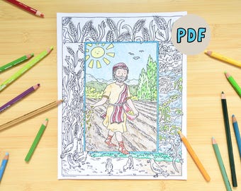 Parable of the Seed Coloring Page: Matthew 13 Bible Printable (PDF ...