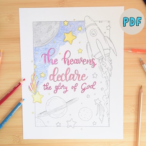 PDF Coloring Page - Space Themed Coloring Page - Christian Homeschool ...