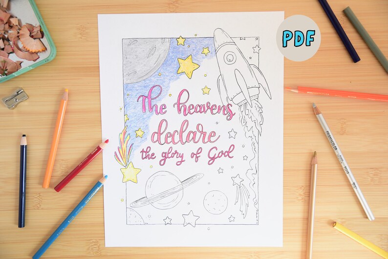 PDF Coloring Page Space Themed Coloring Page Christian - Etsy