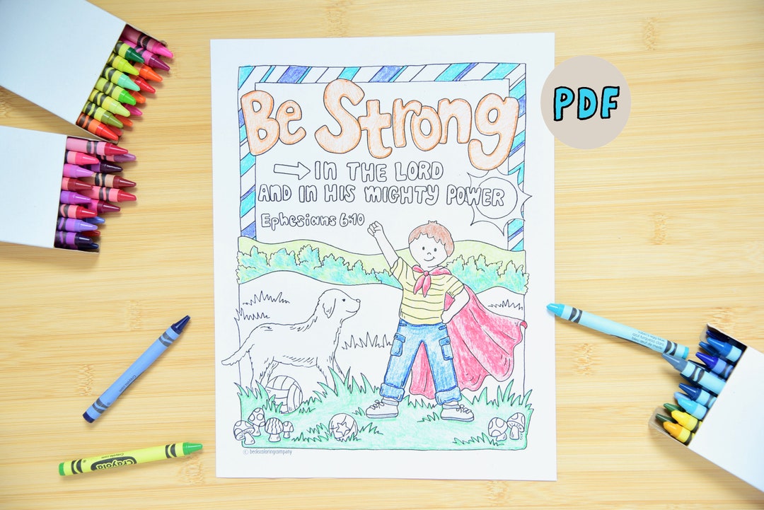 PDF Coloring Page Be Strong Child Coloring Page, Christian Homeschool ...
