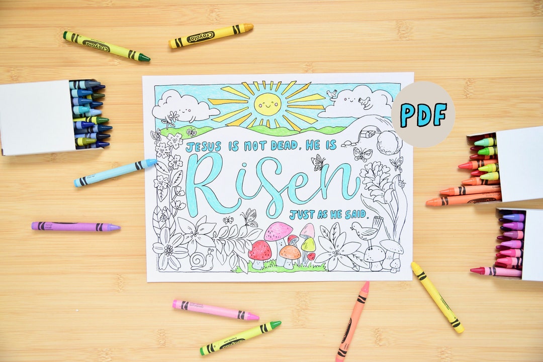 Joyful EASTER, Jesus is Risen! Easter Church Coloring Page, Christian ...