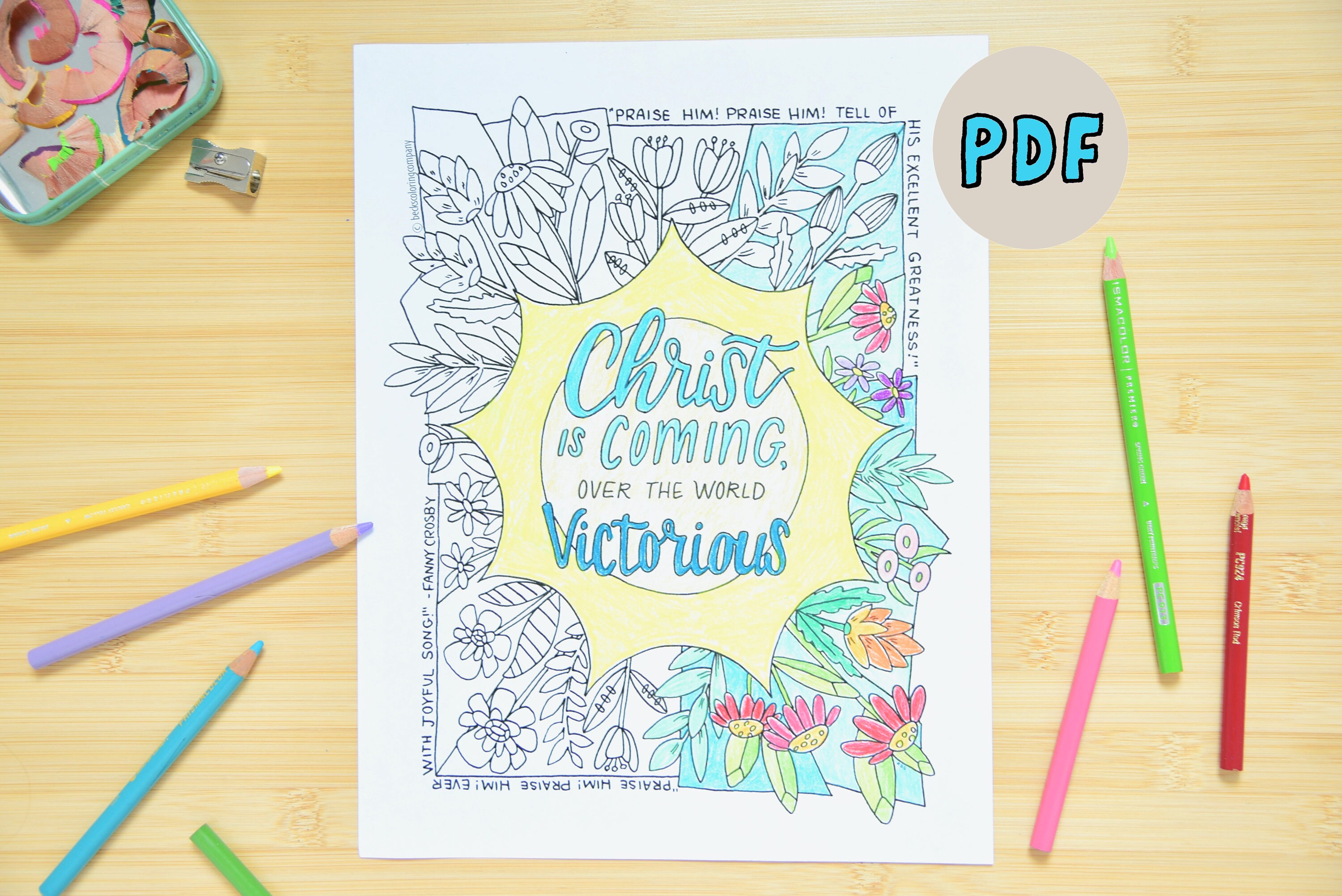 PDF Coloring Page - Praise Jesus Hymn Coloring Page, Christian ...