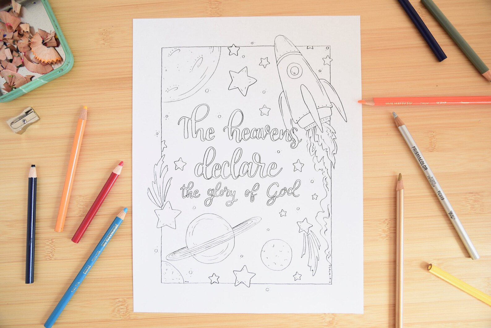 PDF Coloring Page Space Themed Coloring Page Christian - Etsy
