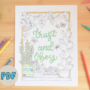 PDF Coloring Page - Trust and Obey Coloring Page, Christian Homeschool ...