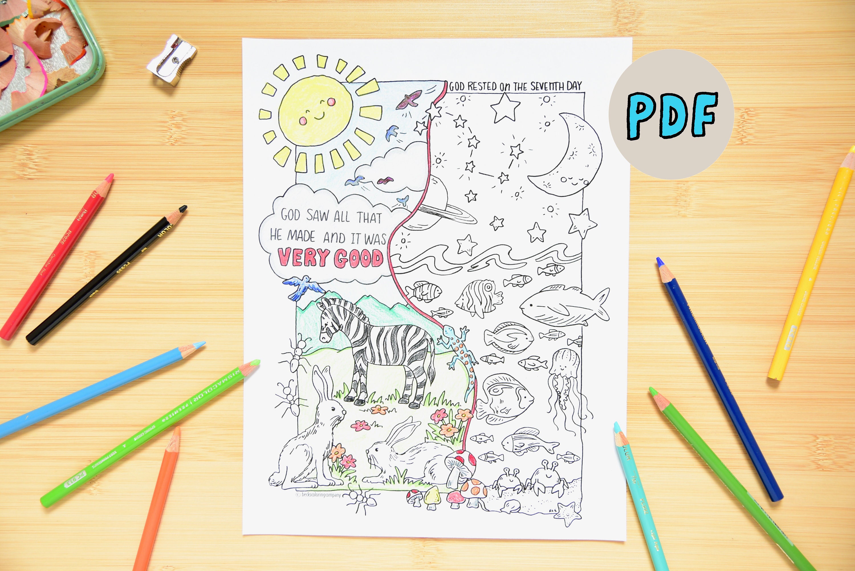 God Rested On The Seventh Day Coloring Page