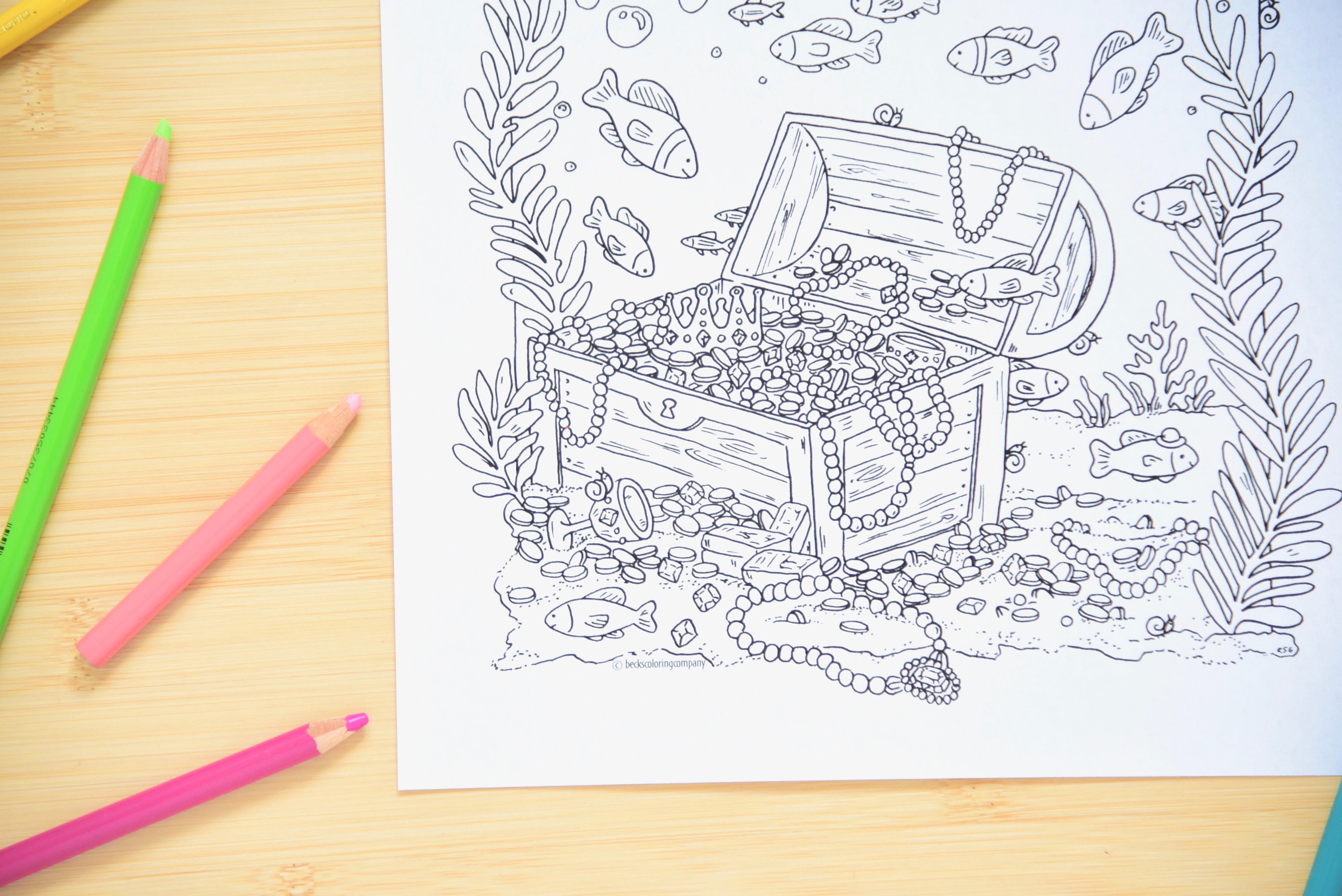 Ocean Treasure Coloring Page | Under the Sea Coloring Page | Bible ...