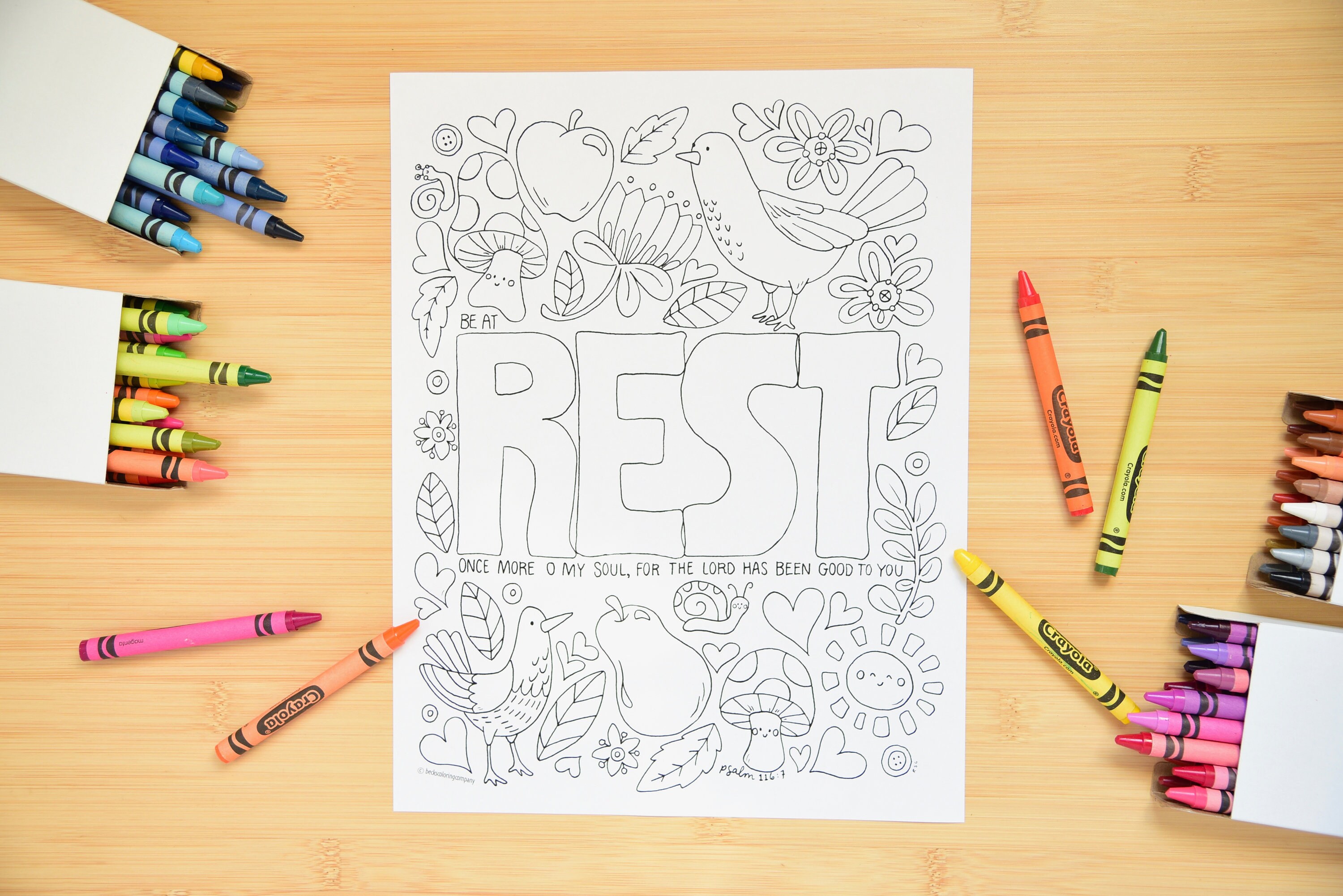 REST Coloring Page - Fruit & Birds Autumn Coloring Page - Christian ...