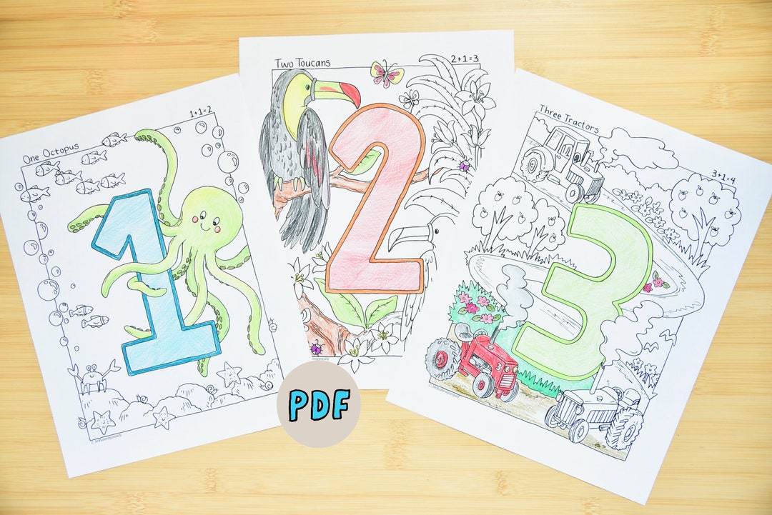 Number Coloring 10 Page Set - Printable Kids Coloring, Homeschool ...