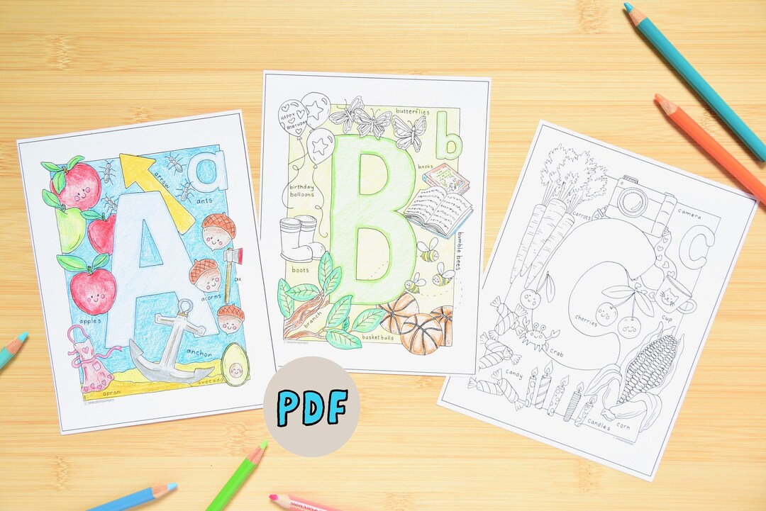 ABC Flashcards 5x7 Coloring - Printable ABC Kids Coloring, Homeschool ...