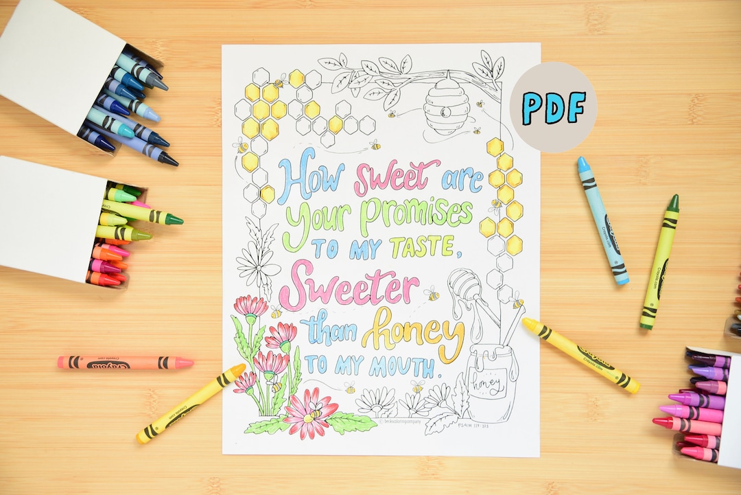 Honey Bee Bible Verse Coloring Page | Christian School Printable ...