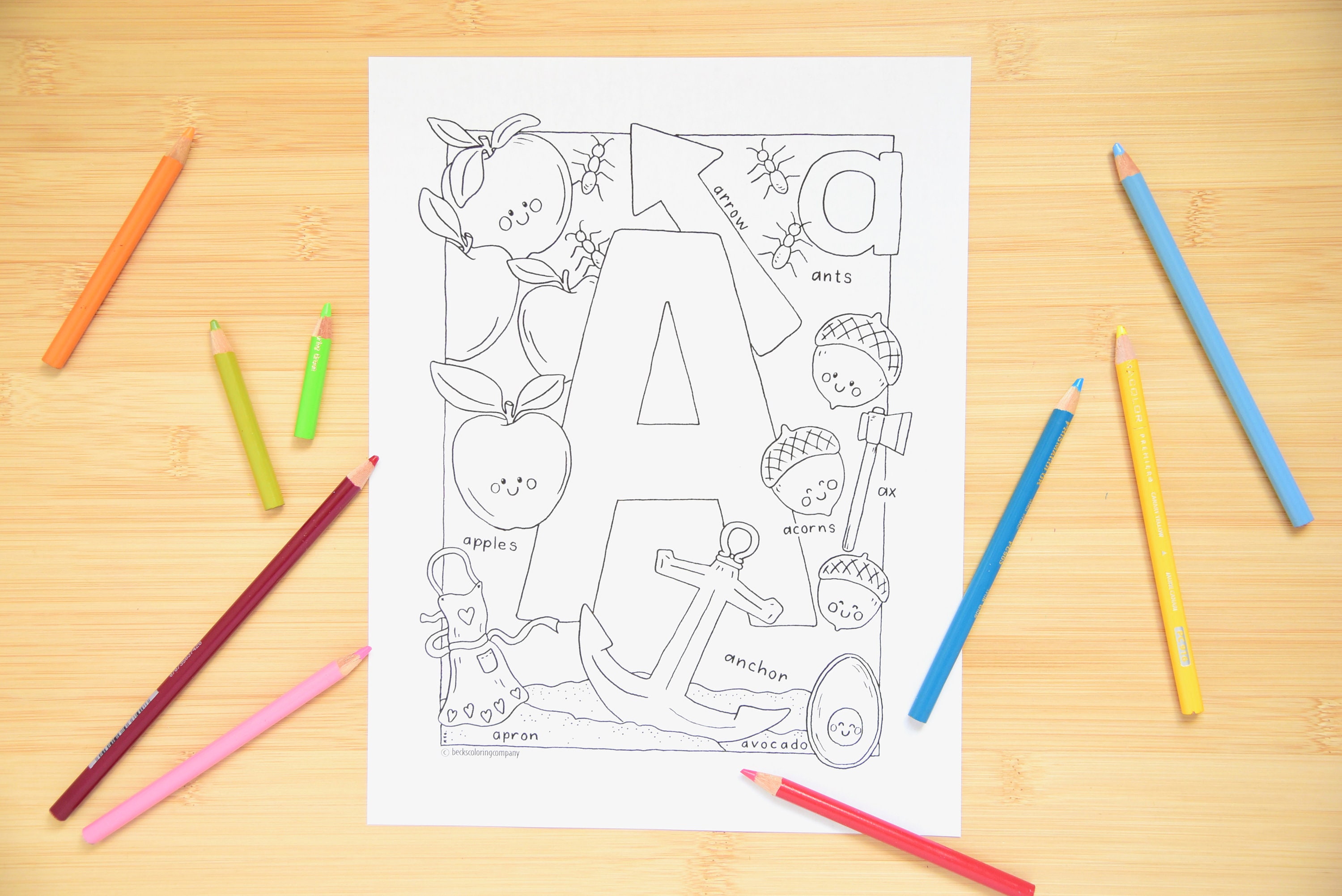 ABC Coloring Page PDF - Printable "a" is for Apple Coloring Page ...