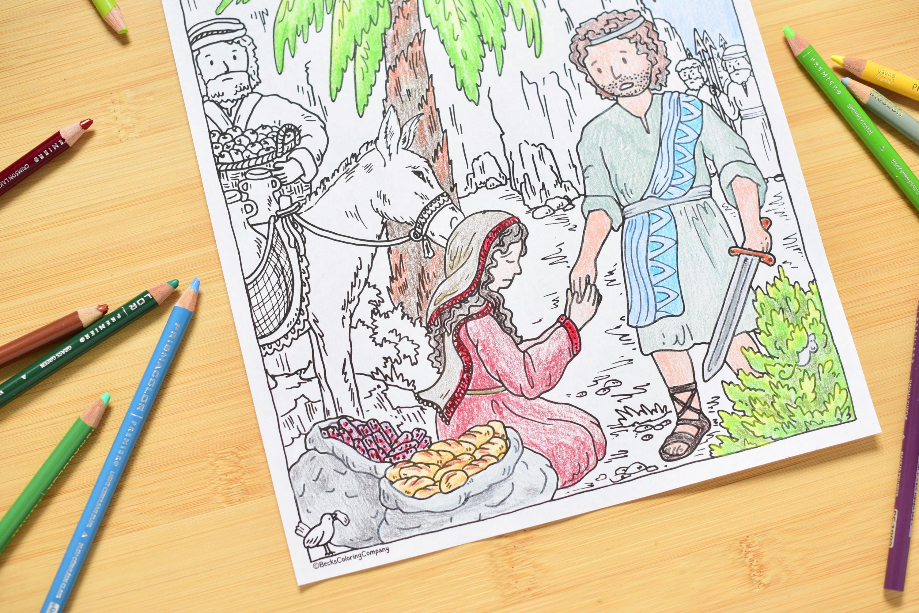 David & Abigail Bible Story Coloring Pages | Kids Color Activity ...