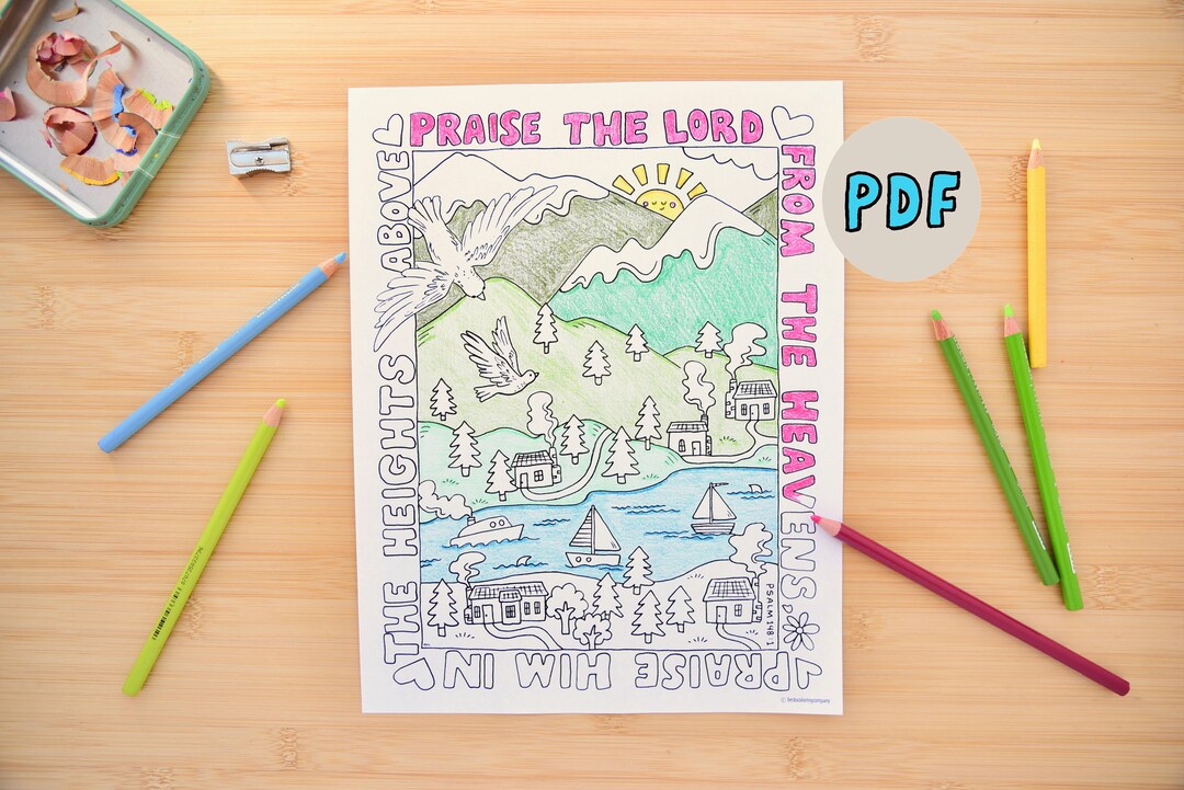 PDF Coloring Page - PRAISE God! Mountain Coloring Page - Christian ...
