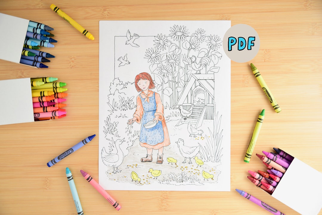 PDF Coloring Page Country Life Coloring Page Printable - Etsy
