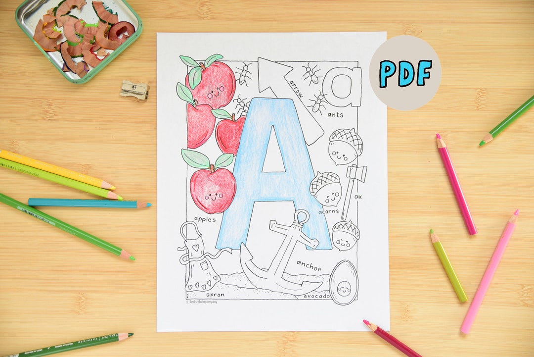 ABC Coloring Page PDF - Printable "a" is for Apple Coloring Page ...