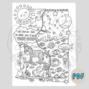 Day 7 of Creation Coloring Page, PDF Coloring Page - Christian ...