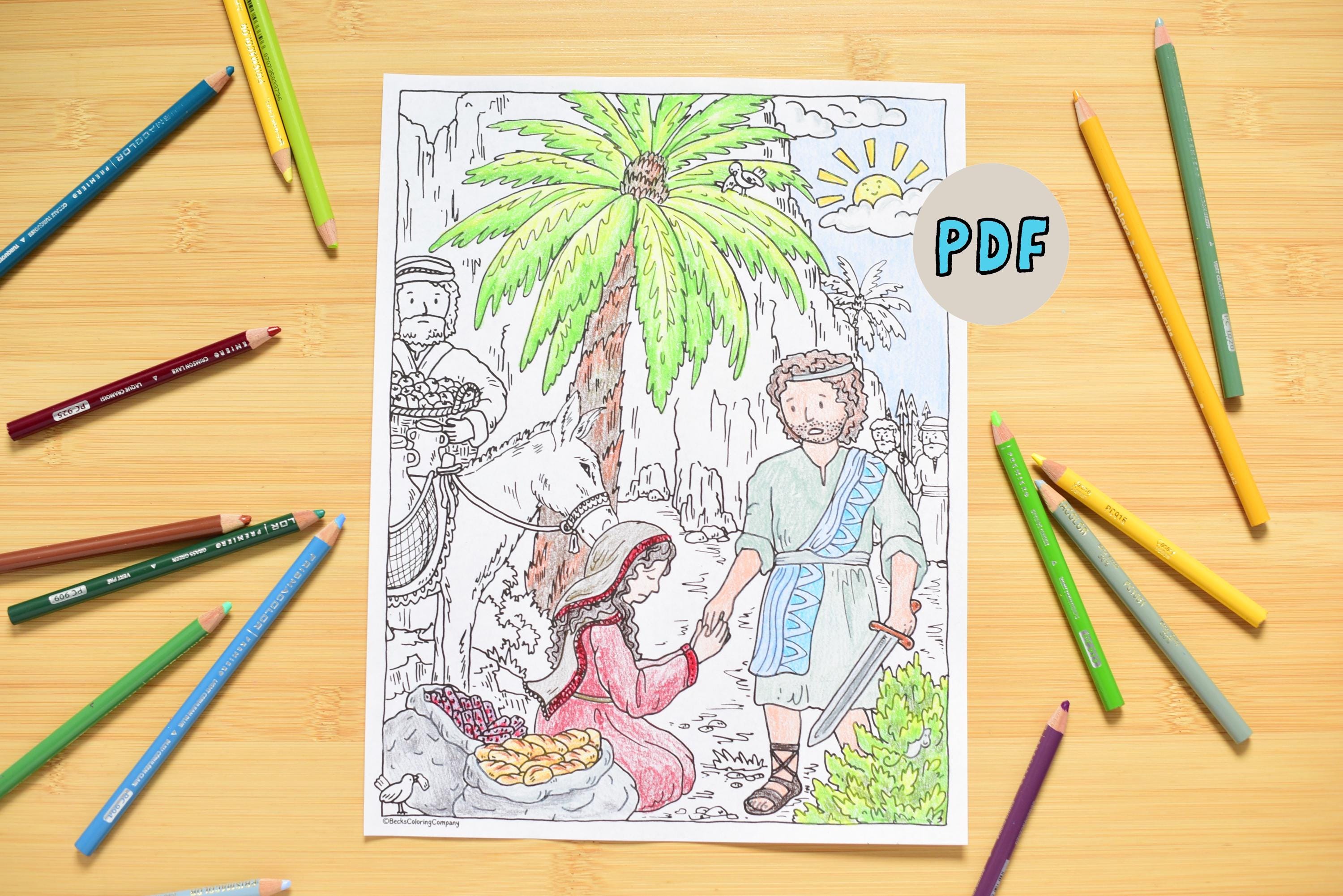David & Abigail Bible Story Coloring Pages | Kids Color Activity ...