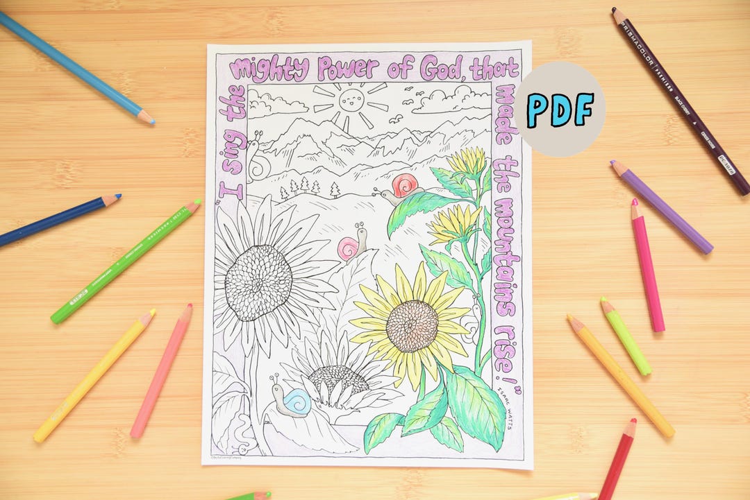 The Power of God! Sunflower & Snail Coloring Page | Christian School ...