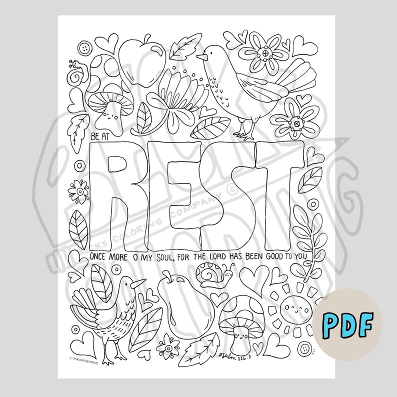 REST Coloring Page - Fruit & Birds Autumn Coloring Page - Christian ...