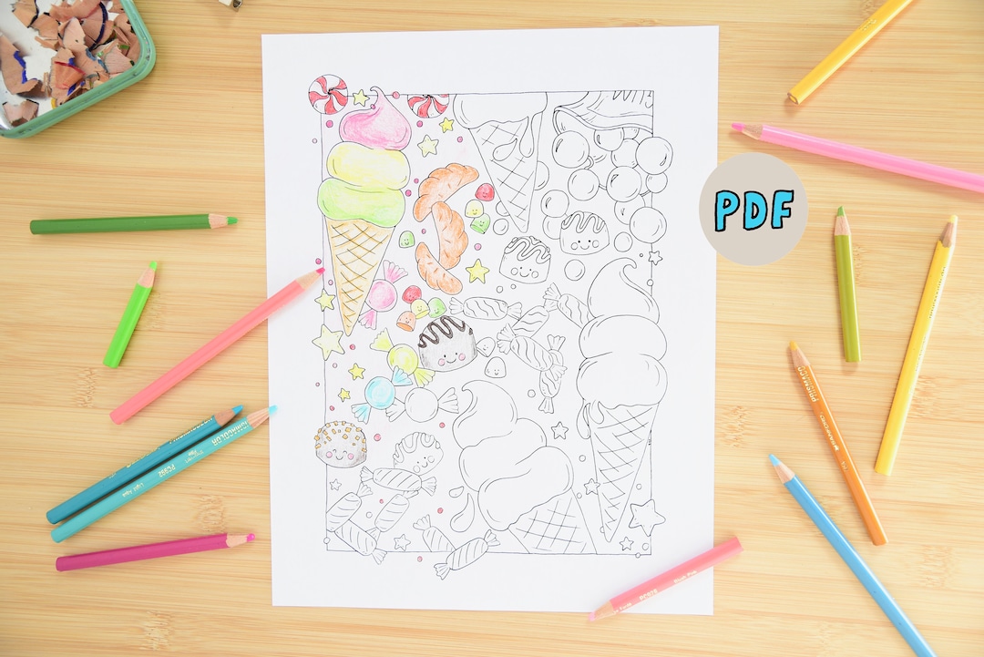 PDF Coloring Page Sweet Candy Coloring Page - Printable Sweet Treat Art ...