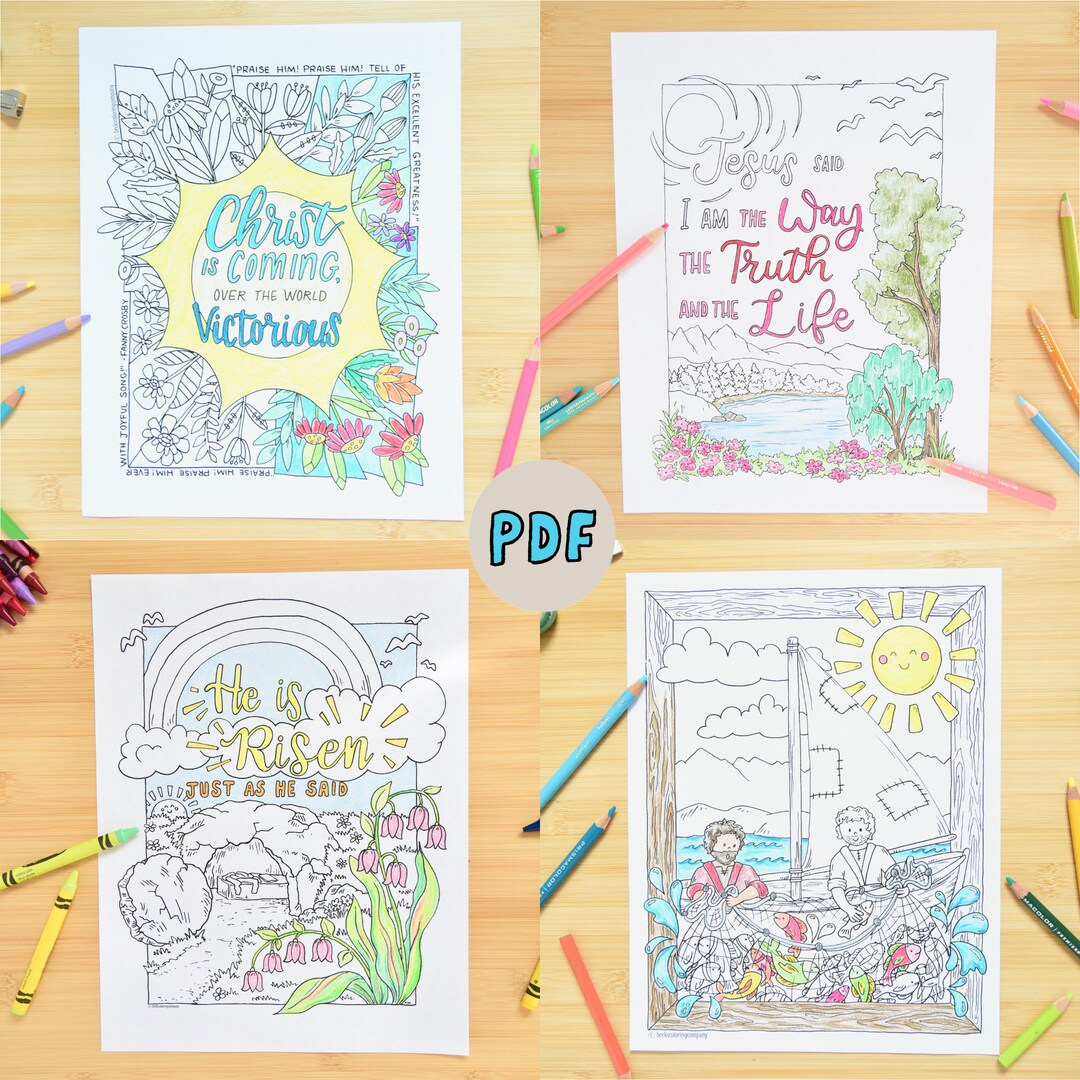 JESUS WORDS Teaching Coloring Page Set Kids Activity Homeschool ...
