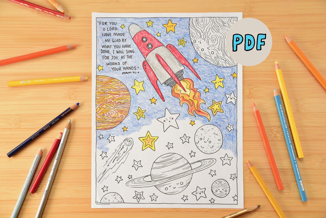 Space Rocket Planets Coloring Page - Printable Art Montessori School ...
