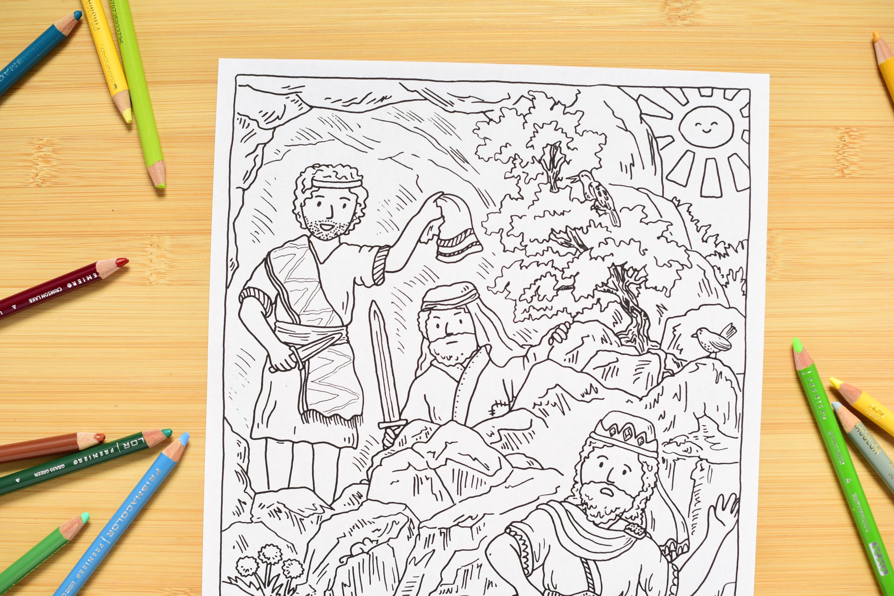 David & Saul Bible Story Coloring Pages | Kids Color Activity ...