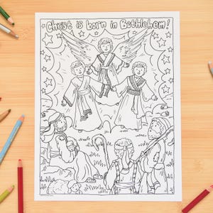 Nativity Christmas Coloring Page Set | Jesus Birth Wisemen Shepherds ...