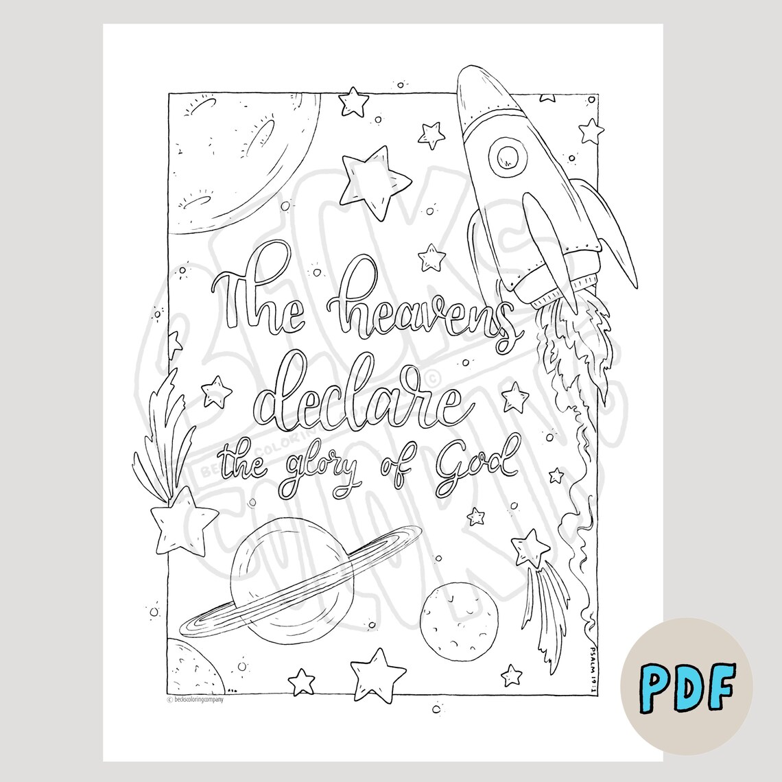 PDF Coloring Page - Space Themed Coloring Page - Christian Homeschool ...