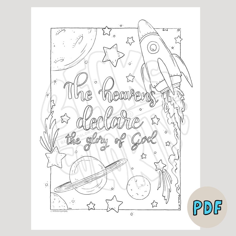 PDF Coloring Page Space Themed Coloring Page Christian - Etsy