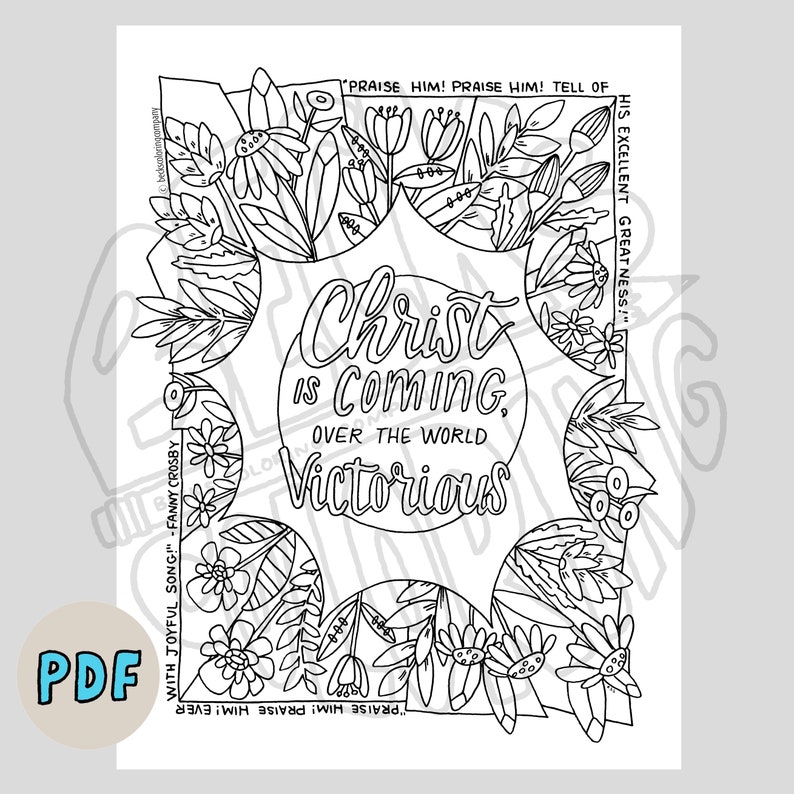 PDF Coloring Page - Praise Jesus Hymn Coloring Page, Christian ...
