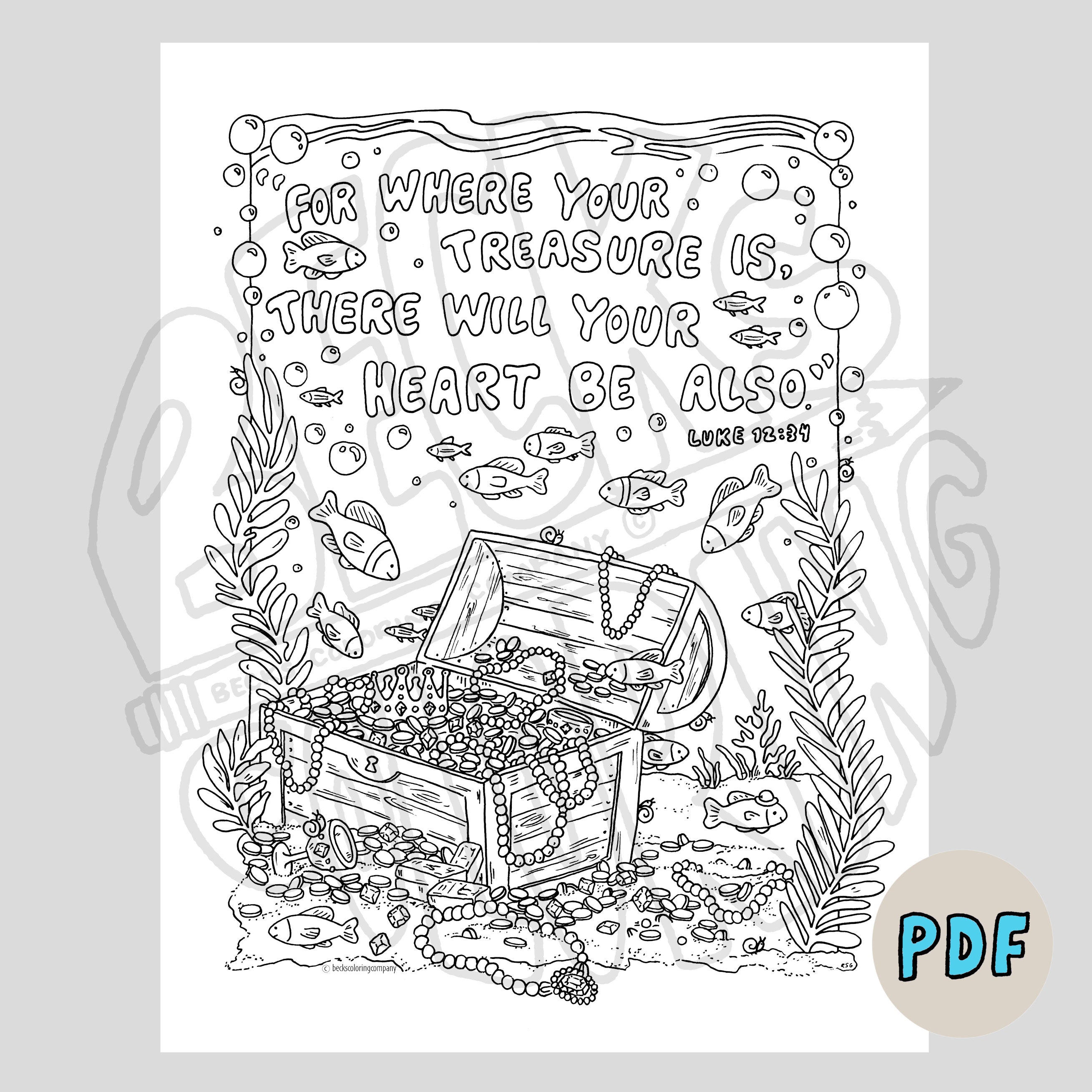Ocean Treasure Coloring Page | Under the Sea Coloring Page | Bible ...