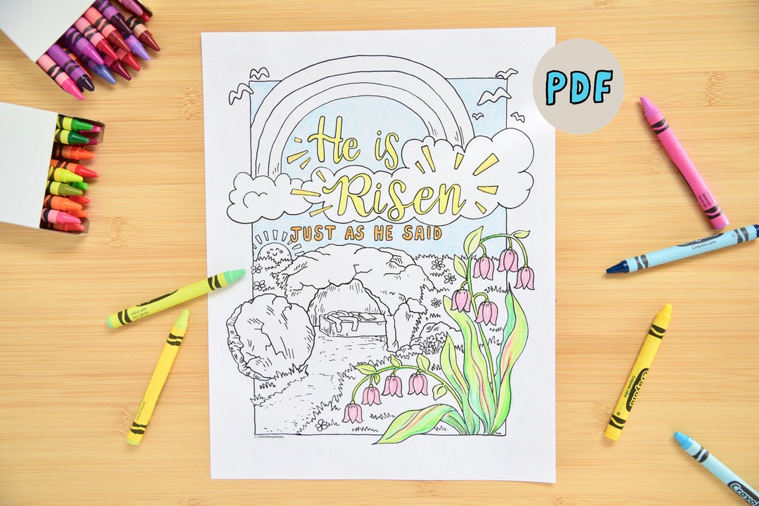 PDF Coloring Page - Jesus is Risen! Coloring Page, Christian Homeschool ...