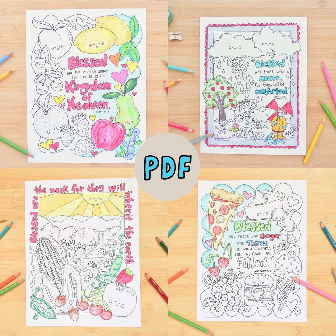 Color BEATITUDES Set - Coloring Page Set - VBS Activity - Homeschool ...
