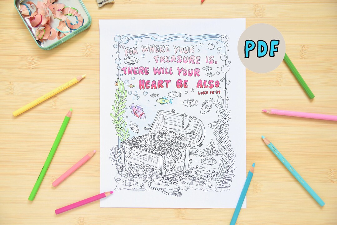 Ocean Treasure Coloring Page | Under the Sea Coloring Page | Bible ...