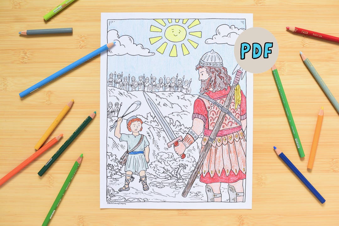 David & Goliath Bible Story Coloring Pages | Kids Color Activity ...