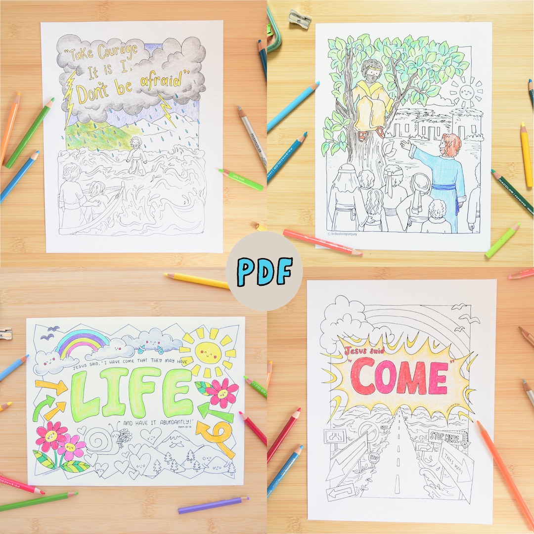 JESUS LIFE Teaching Coloring Page Set - Kids Activity - Homeschool ...
