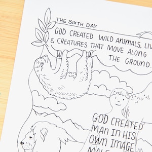 Day 6 of Creation Coloring Page | Bible Christian Homeschool Sunday ...