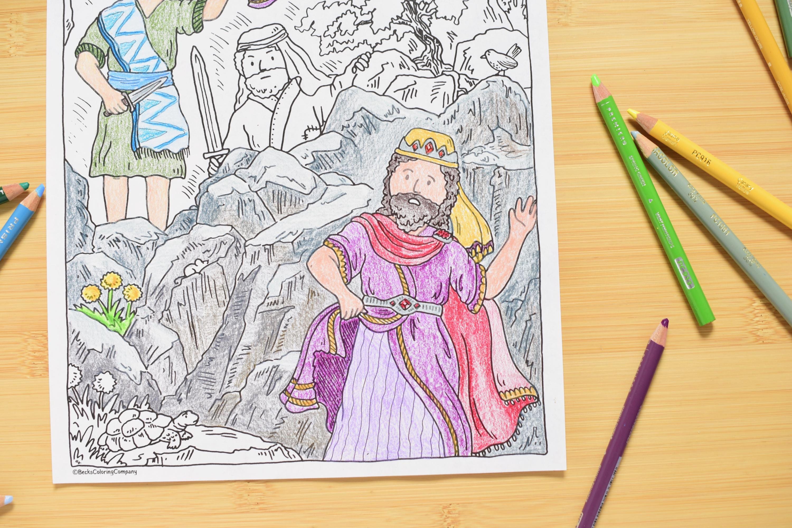 David & Saul Bible Story Coloring Pages | Kids Color Activity ...
