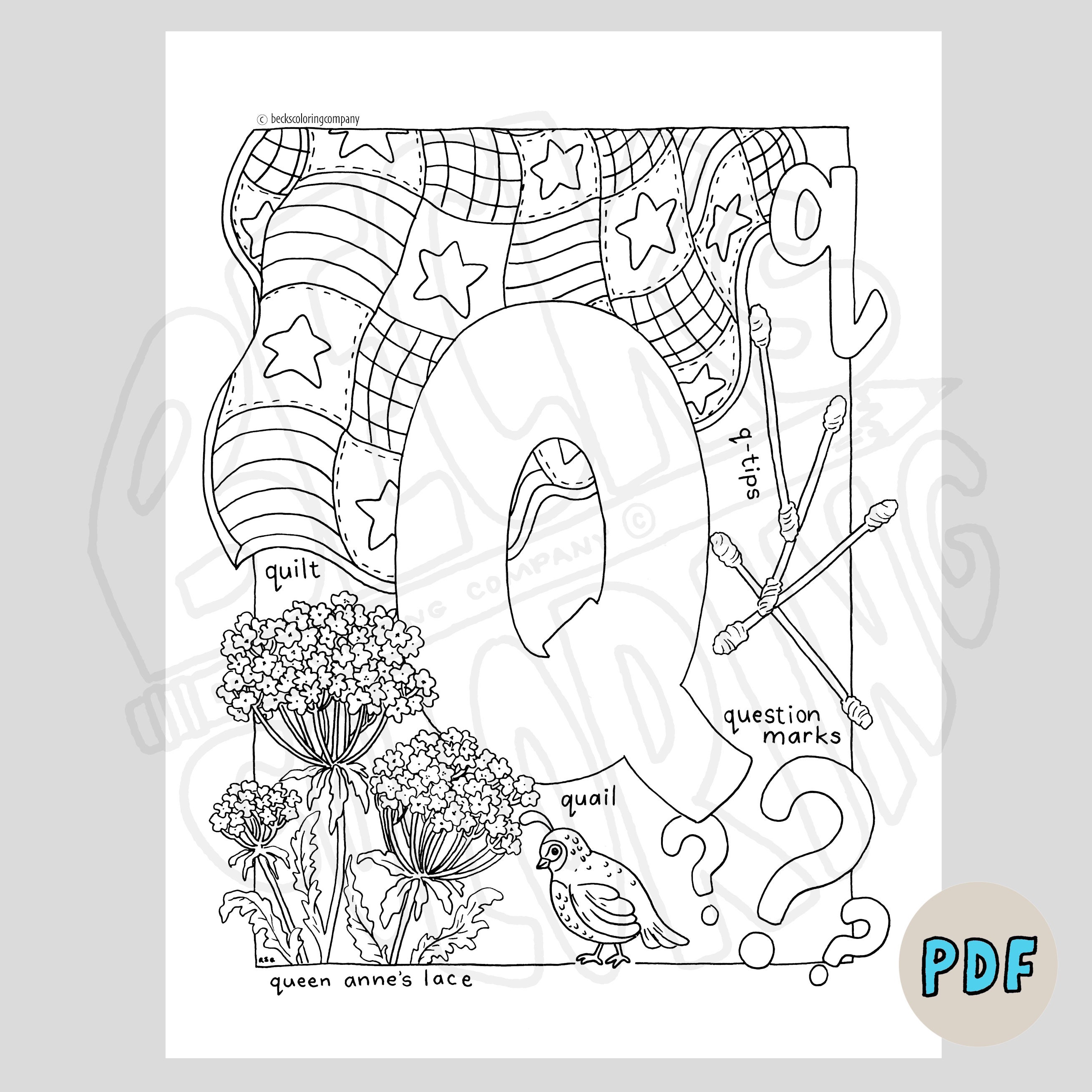 ABC Coloring Page PDF Printable q is for Quilt - Etsy Canada