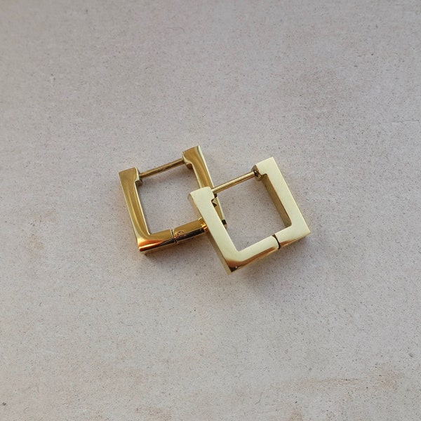 Gold Hoop Square Earrings - Etsy